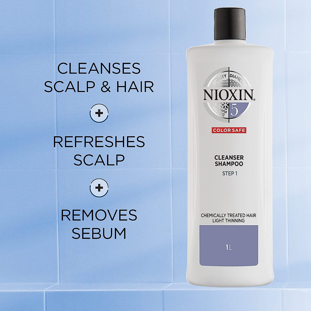 Nioxin System 5 Scalp Cleaning Shampoo and Therapy Conditioner Set for Chemically Treated Hair with Light Thinning