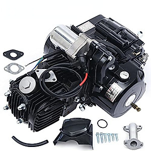 ZAWAYINE 125cc 4 Stroke Engine Motor Replacement Kit, Electric Start Engine Motor, Air Cooled Semi Auto Transmission W/Reverse Engine for 125cc All Sizes of Karts and ATV