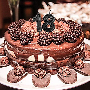 LUTER Black Glitter Happy Birthday Cake Candles Number Candles Number 4 Birthday Candle Cake Topper Decoration for Party Kids Adults (Number 4)