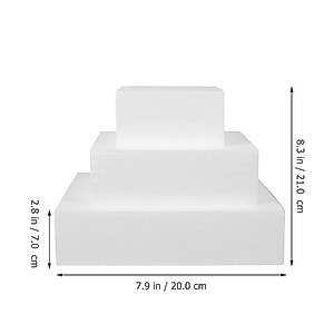 Kichvoe 3pcs Foam Cake Model Craft Foam Block Cake Practice Cake Tier Polystyrene Cake Cupcake Holders Cupcakes Party Accessories Paper Cup To Rotate White Self Made