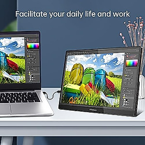 Akntzcs Portable Monitor, 14 Inch FHD 1080P USB-C Laptop Monitor HDMI Computer Display HDR Eye Care IPS Screen, External Travel Monitor for Laptop PC
