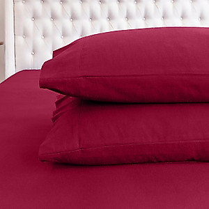 Elegant Comfort Soft 4-Piece 100% Turkish Cotton Flannel Sheet Set - Premium Quality, Deep Pocket Fitted Sheet, Ultra Soft, Cozy Warm Flannel Sheets - Full, Burgundy