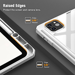 Fintie Hybrid Slim Case for iPad Pro 12.9-inch 6th Generation 2022, [Built-in Pencil Holder] Shockproof Cover w/Clear Transparent Back Shell, Also Fit iPad Pro 12.9" 5th/4th/3rd Gen, Cloudy Marble