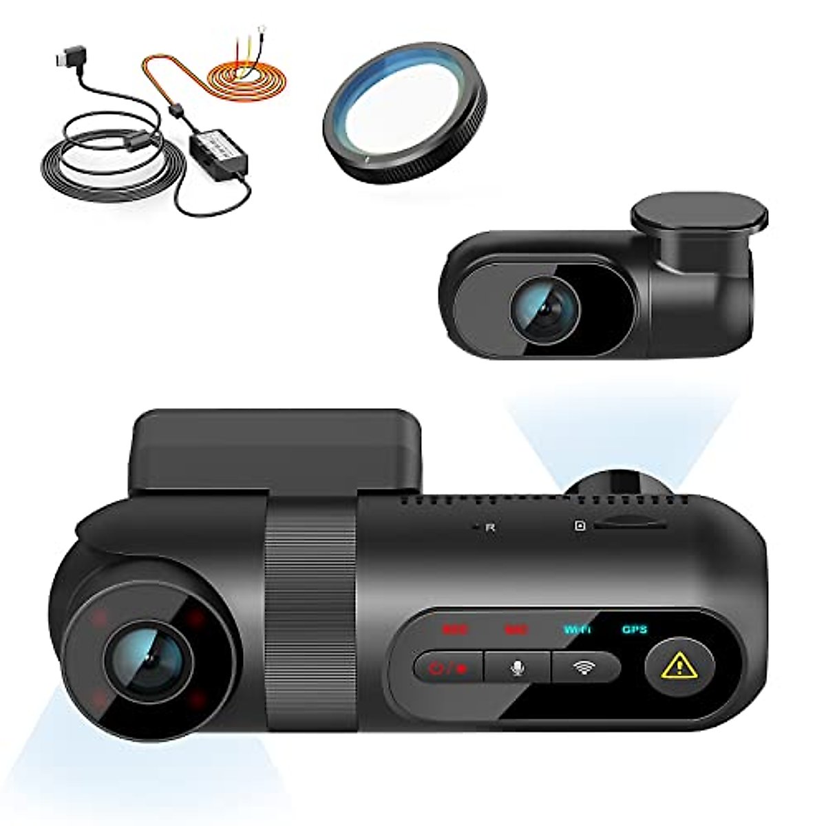 【Bundle: VIOFO T130 3CH with GPS + CPL+HK4 Hardwire Cable】T130 Uber 3 Channel Dash Cam, Front Inside Rear Car Camera, Built-in WiFi GPS, IR Night Vision, Supercapacitor, Parking Mode, 256GB Supported