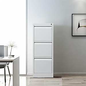 Finnhomy 3 Drawer Vertical File Cabinet with Lock, Metal Filing Cabinets for Home Office, Heavy Duty Storage Cabinet for Hanging Files A4/Letter/Legal with 25 Legal Size folders, Assembly Required