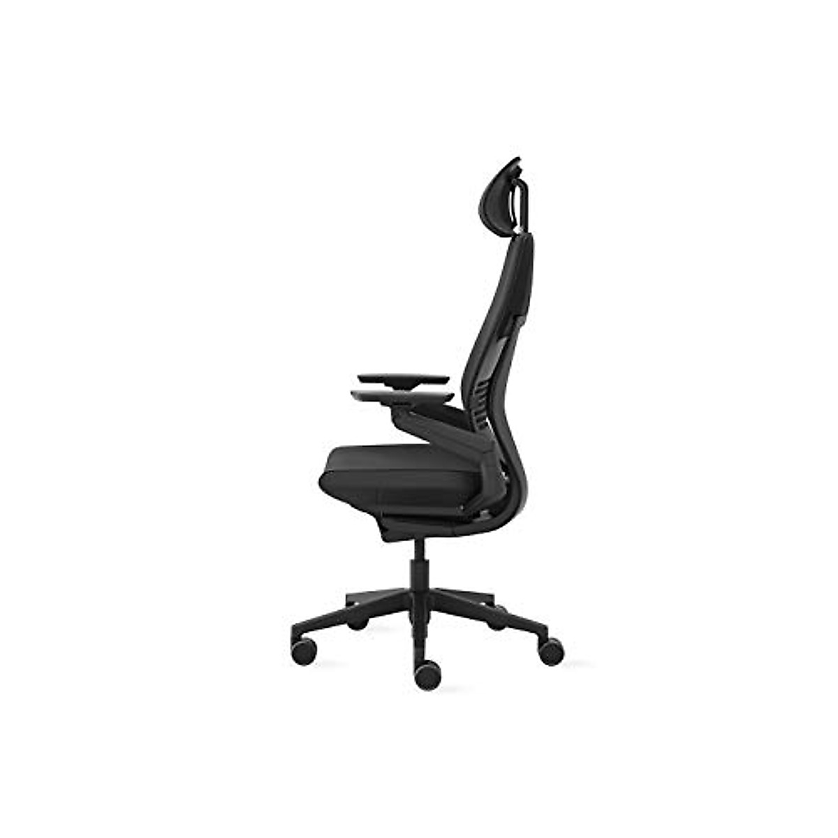 Steelcase Gesture Office Chair with Head Rest - Ergonomic Work Chair with Wheels for Carpet - Comfortable Office Chair - Intuitive-to-Adjust Chairs for Desk - 360-Degree Arms - Licorice Fabric