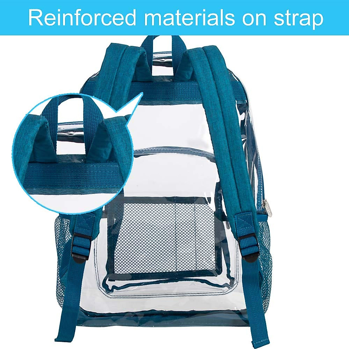 Clear Backpack 12x12x6 Stadium Approved, Transparent Mini Bookbag, Small Heavy Duty See Through Small Bag - Blue