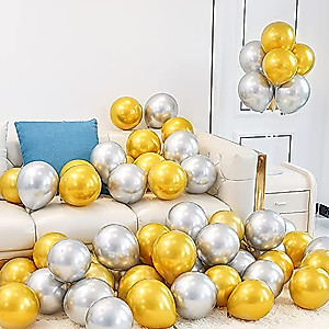 Gold Balloons,3 Different Sizes 77 Pack Metallic Gold Balloons 12 Inch,5 Inch,10 Inch Chrome Gold Balloon Arch for Birthday Valentines Baby Shower Wedding