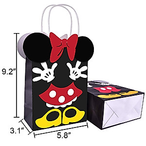 Min Micky Minie Mouse Party Supplies Bags - Paper Treat Candy Gift Bags for Kids Birthday Party -12 Piece