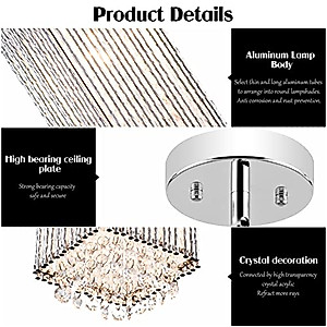 MO&OK 3 Pack Crystal Chandelier Modern Pendent Lights Adjustable Hanging Lighting with Metal Lampshade Rectangle Chandeliers for Kitchen Island Dinningroom,Entrance Living Room H9.8 xD5.2 Chrome