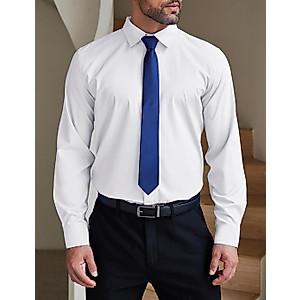 COOFANDY Men's Dress Shirts Soft Stretchy Formal Stylish Shirt Normal Classic Spread Collar Regular Fit Button-Down Tuckless Shirt Camisa De Vestir Para Hombre White 3XL XXXL