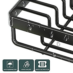 Dish Drying Rack, Detachable 2 Tier Dish Rack and Drainboard Set, Large Capacity Dish Drainer Organizer Shelf with Utensil Holder, Cup Rack, Extra Drying Mat for Kitchen Counter, Black