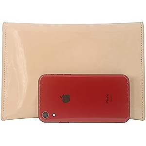 Dexmay Women Envelope Clutch Handbag Patent Leather Pouch Foldover Dress Purse Nude