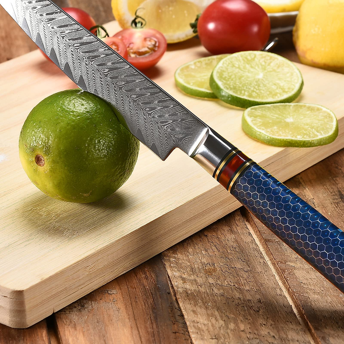 Utility Paring Knife 6 Inch Chef Knife Damascus Chefs Knife Utility Kitchen Knife Fruit Knife Japanese VG10 Kitchen Paring Knives High Carbon 67-Layer Gyuto Chef Knife Chopping Carving Knives