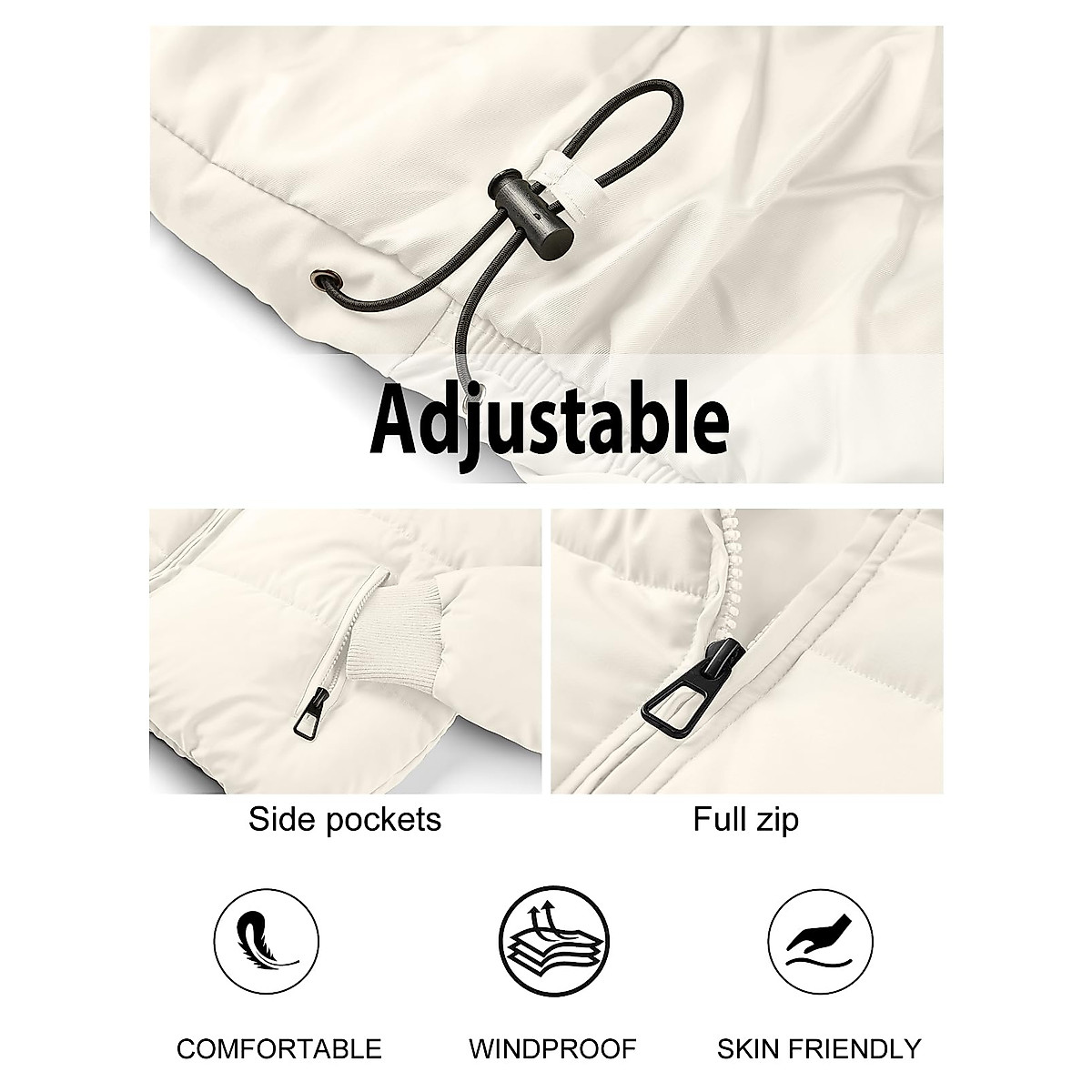 MEROKEETY Women's Winter Cropped Puffer Jacket Long Sleeve Oversized Stand Collar Zip-Up Short Coat