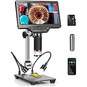 Dcorn 7" HDMI LCD Digital Microscope,1300X Coin Microscope for Adults,16MP Micro Soldering Video Microscope with LED Lights Touch Control, Windows/Mac OS/TV Compatible