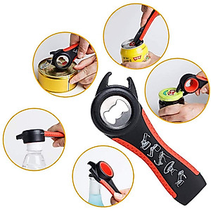 Jar Opener & Bottle Opener Multifunction Can Opener Lid Grippers Set for Weak Hand, Arthritis Sufferers, Elderly, Seniors,Child,Women(Black)