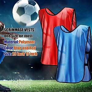 Geyoga 24 Pack Pinnies Scrimmage Vests Practice Jersey for Men Soccer Vests Adult Soccer Team Training Vest(Blue, Red)