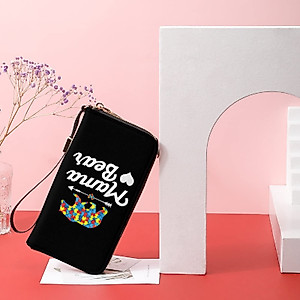 Mama Bear Autism Awareness PU Leather Vertical Wallet Zipper Long Clutch Purse Fashion Handbag with Wristlet Strap for Women