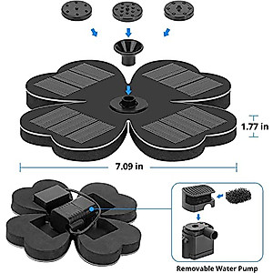 Solar Fountain Pump for Bird Bath, Lucky Clover Solar Water Pump for Pond, RAESOOT Floating Solar Powered Water Pump for Garden Backyard Pond Pool, Outdoor Decor Summer Gifts for Mother