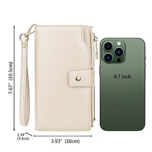 Uromee Wallet Women Vegan Leather RFID Blocking Large Ladies Wristlet Purse Card Holder Organizer Clutch