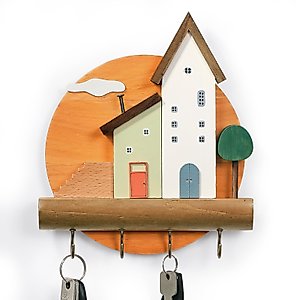 TUKDAK Key Holder for Wall Decorative, Farmhouse Key Hooks, Cute Key Rack Organizer Handmade, Accessories Towel Leash Jewellery Hangers for Entryway Kitchen Hallway Self-adhesive or Wall Mounted
