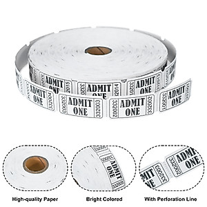 L LIKED Raffle Tickets,Single Raffle Tickets Rolls, 2000 Tickets, White,with Consecutive Numbers Ticket for Events, Carnivals, Door Prizes & Drinks