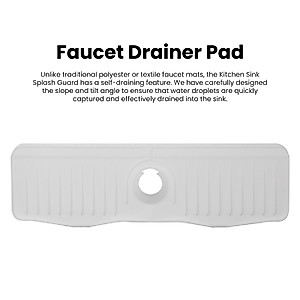 Wall-mounted Faucet Drain Pad Kitchen Sink Splash Guard Durable Silicone for Clean Organized White L