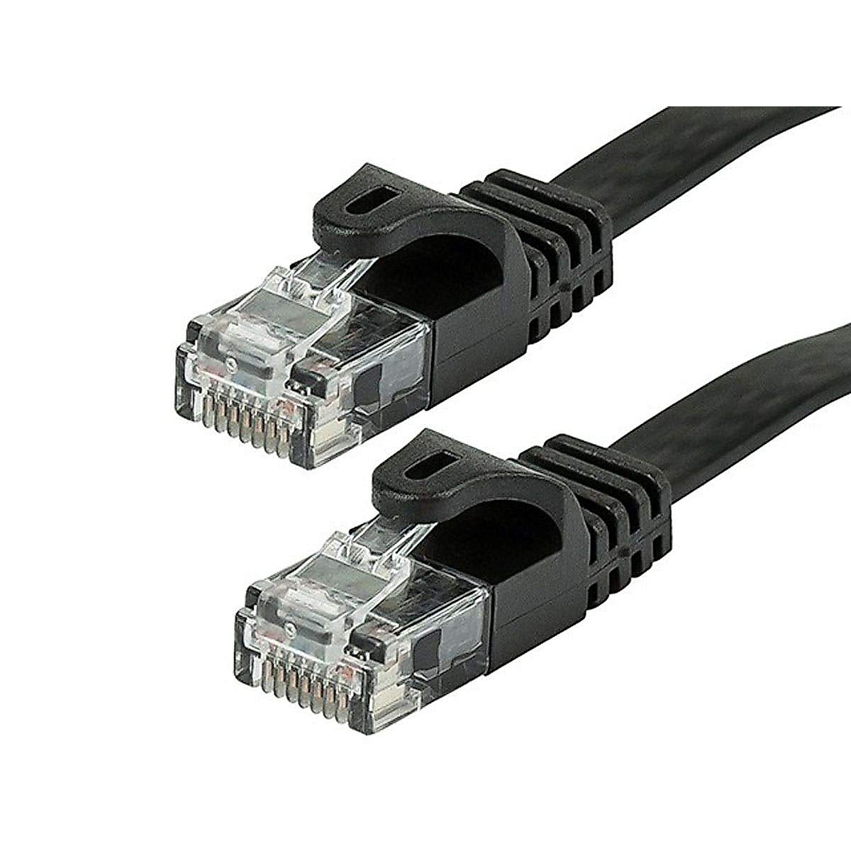 Monoprice Flat Cat6 Ethernet Patch Cable - Snagless, 550MHz, UTP, 30AWG, 14 Feet, Black - Flexboot Series