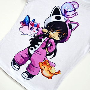 NOLLAM Fashion 3D Printing Game Short Dress Set Short Sleeve Shirt 3 Piece Set (purple, S)