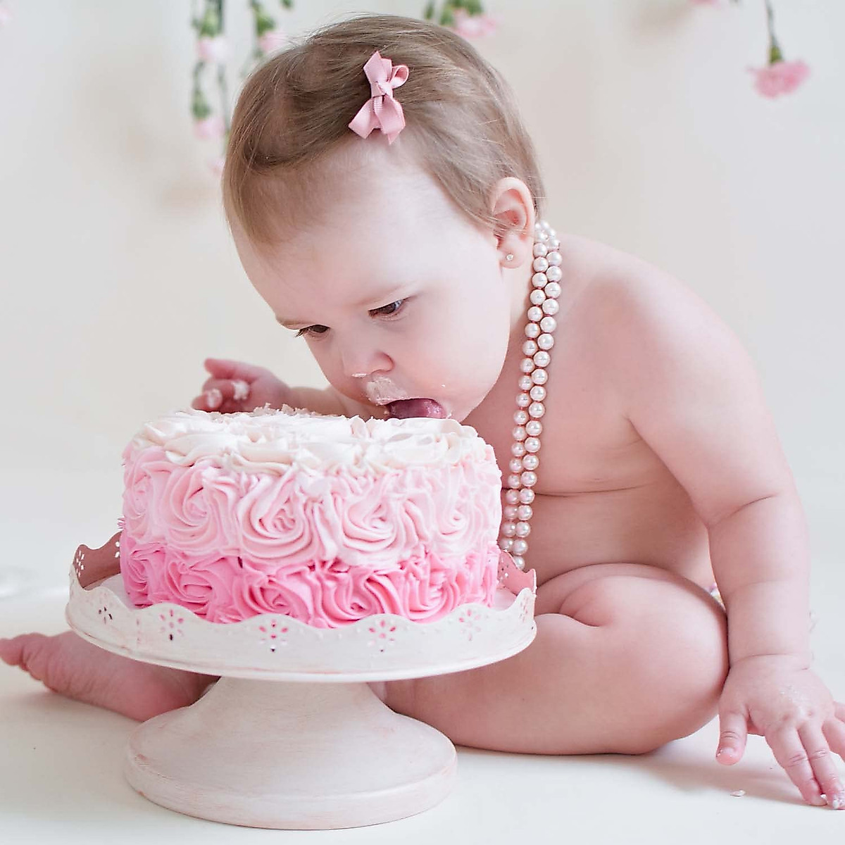 Baby Wisp 5 pc Tiny Hair Bows Newborn Infant Toddler Baby Girl Hair Accessory Hair Clips Gift Set - Sand Castle