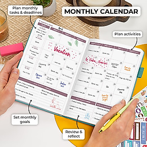 Clever Fox Planner 2nd Edition – Colorful Weekly & Monthly Goal Planner, Time Management & Productivity Organizer, Undated, A5 (Dark Teal)