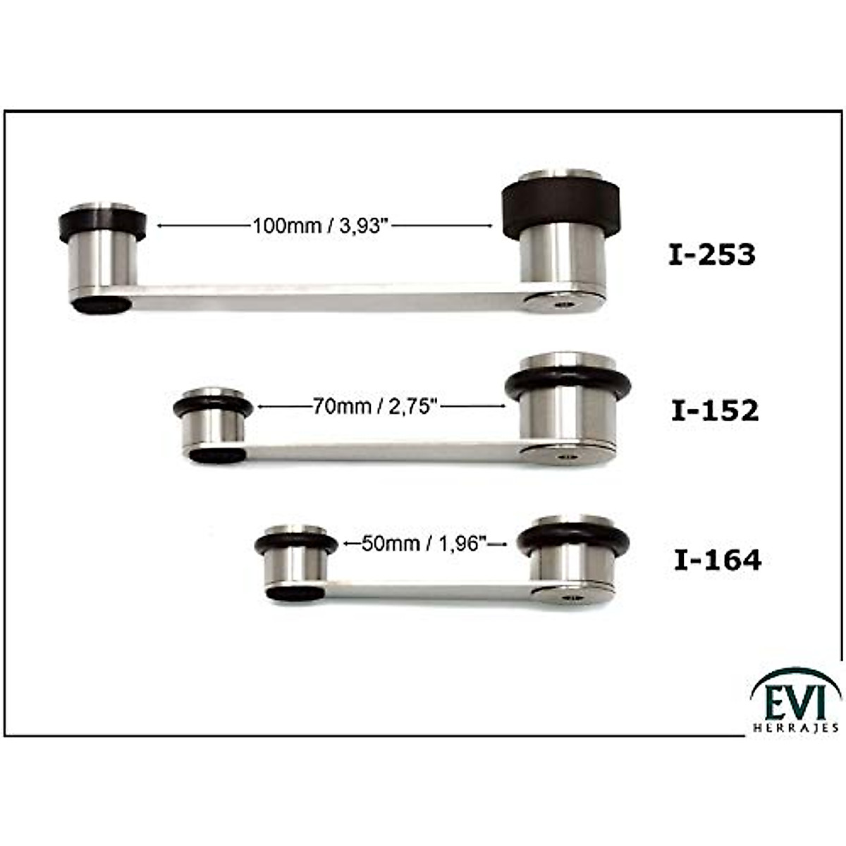 EVI | Rotating Doorstop | for Doors up to 2.75'' Thick | Black Rubber | Stainless Steel Matte Finish | Includes Screw + Anchor | Mod I-152