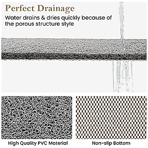 Shower Mat Bathtub Mat Non-Slip,32x24 inch, Soft Tub Mat with Drain,PVC Loofah Bath Mat (Phthalate Free) for Tub and Bathroom,Quick Drying,Grey