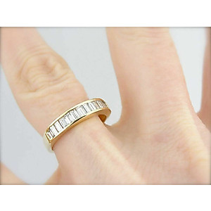 1 Ct Baguette Diamond Channel Set Wedding Engagement Band Ring 14K Yellow Gold Finish 925 Sterling Silver Handmade Gorgeous Stacking Matching Gift For Her