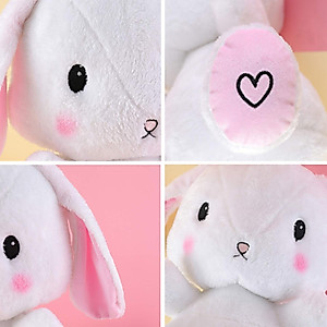 Little Room Naturally Glow in The Dark Bunny Stuffed Animal Plush Toy, 14 Inches (L1001), White