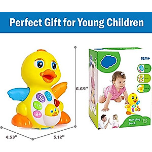Liberty Imports Musical Dancing Duck Toy Walking Singing Yellow Ducky Moving Toys for Baby with Music & LED Lights for Toddlers, Infant Learning Development