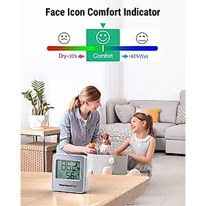 ThermoPro TP357 Digital Hygrometer Indoor Thermometer of 260FT, Bluetooth Humidity Meter with Smart App, Room Humidity Gauge with Humidity Sensor