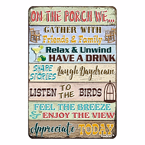 Vintage Metal Tin Sign Porch Rules Home Yard Decor Patio Pool Farmhouse Bar Coffee Outdoor Wall Decor Sign 12x8 Inches