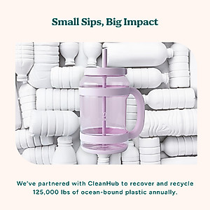 Reduce WaterDay 80 oz Water Jug with Time/Ounce Markings - Spill-Proof Straw, Durable Tritan - Big Water Bottle for Daily Hydration - Dishwasher Safe, Clear & Easy to Clean, Pink Quartz