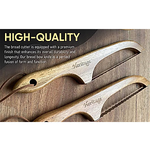 Generic Heritage Cutlery Bread Knife for Homemade Bread - Time-Saving & Easy Slicing - Perfect Bread Cutter for Sourdough Bread - Premium Finish, Ergonomic Design, No Mess, Large, Brown