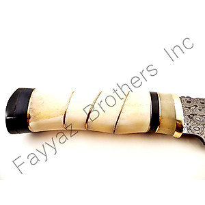 FAYYAZ BROTHERS Custom Hand Made Damascus Steel Hunting Knives/Tanto Knife FBK-15664 (Natural Bone)