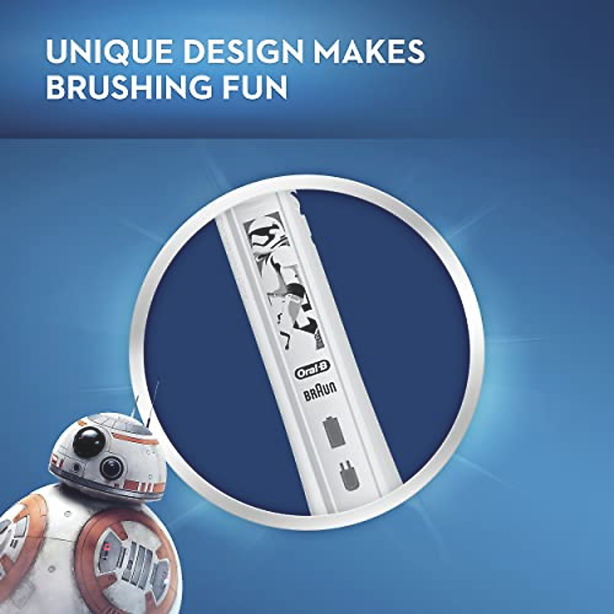 Oral-B Kids Electric Toothbrush with Replacement Brush Heads, Featuring Star Wars, for Kids 6+