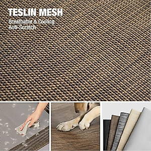 Veehoo Curved Cooling Elevated Dog Bed, Black Frame Outdoor Raised Dog Cot, Chew Proof Pet Bed with Washable & Breathable Textilene Mesh, Non-Slip Feet for Indoor & Outdoor, Medium, Brown, CWC2303A