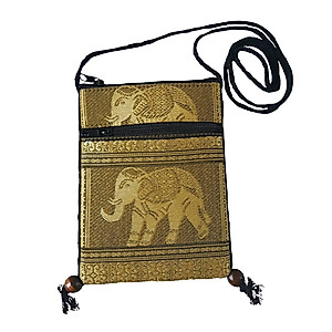 BTP Hmong Bag Hill Tribal Elephant Mini Crossbody Single Shoulder Bag Cellphone Case Passport Holder & Travel Pouch (Plum CP5)