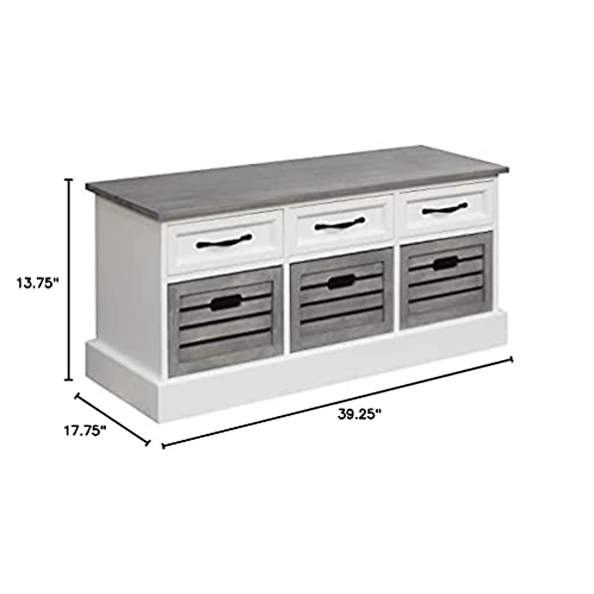 Coaster Home Furnishings Alma 3-Drawer Storage Bench White and Weathered Grey