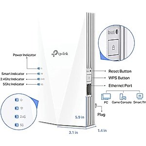 TP-Link AX1500 WiFi Extender Internet Booster(RE500X), WiFi 6 Range Extender Covers up to 1500 sq.ft and 25 Devices,Dual Band, AP Mode w/Gigabit Port, APP Setup, OneMesh Compatible (Renewed)