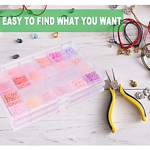 Bead Organizer Conatiner (3 Pack) 21 Grids Diamond Painting Storage Containers, Portable Crafts Organizers and Storage, Clear Compartment Container Storage for Jewelry, Fishing Tackles Glitter or Seed