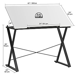 Studio Designs Modern Axiom Artists Drawing Table - Charcoal and White