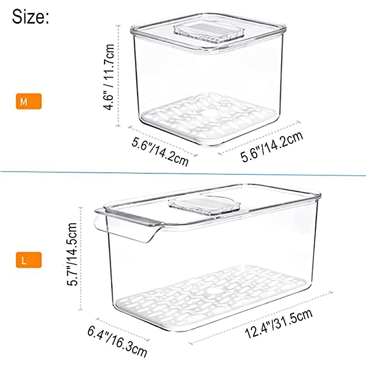 Fridge Storage Containers Produce Saver Stackable Refrigerator Organizer Bins with Removable Drain Tray Fridge Organizer for Fruits and Vegetables 3 Pack